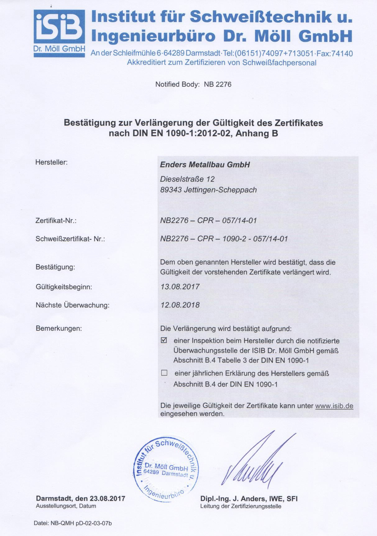 ISO 1090-2 - Enders Metallbau